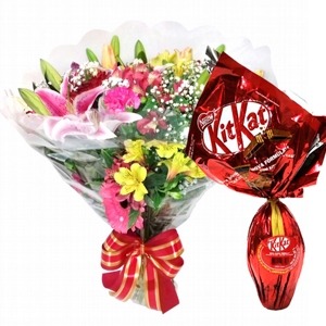 Super Buquê de Flores do Campo Com Ovo De Páscoa Kitkat