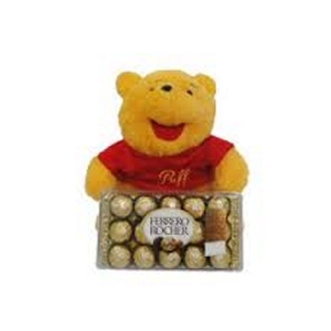 Pelucia Urso Puff com Chocolates Ferrero Rocher